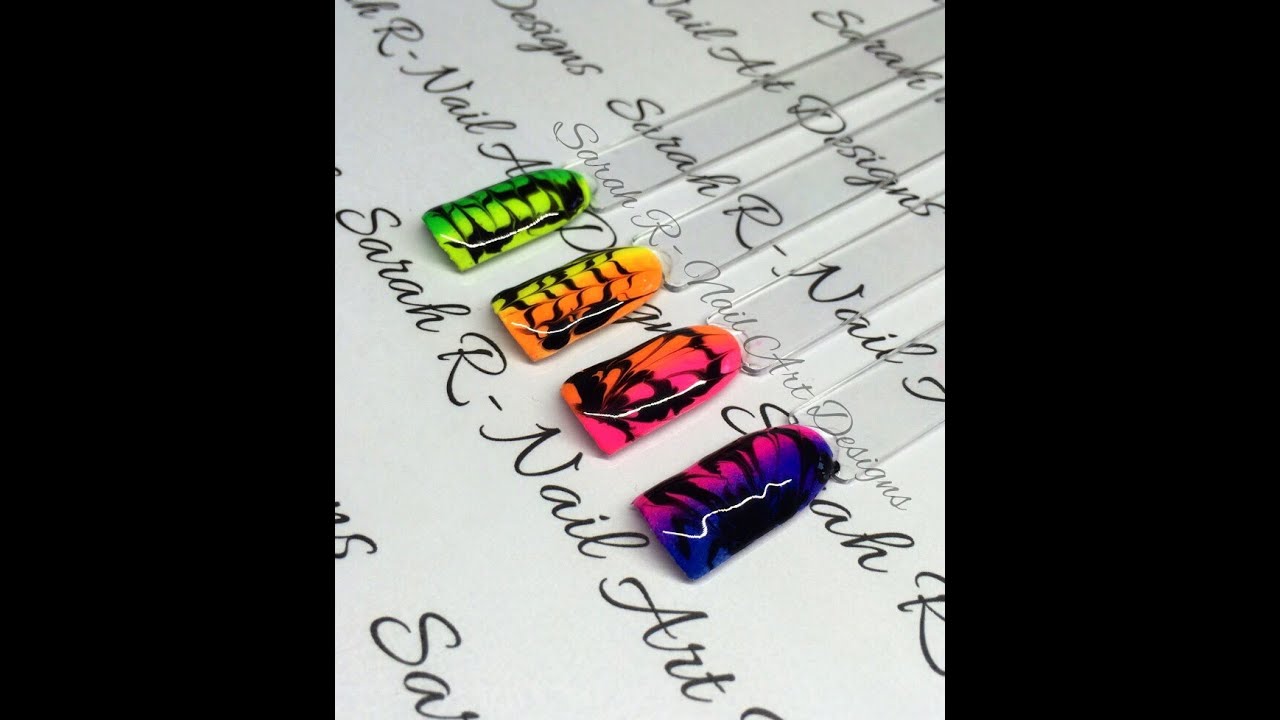 Neon 'no water' marble gradient nail art || Lecenté Neon pigments | CND ...