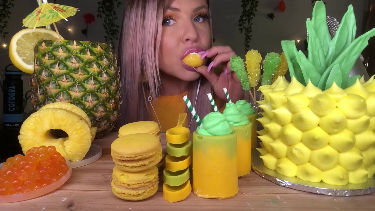 Bites Only Asmr Pineapple Cake Mango Mochi Ice Cream Oreo Spoons