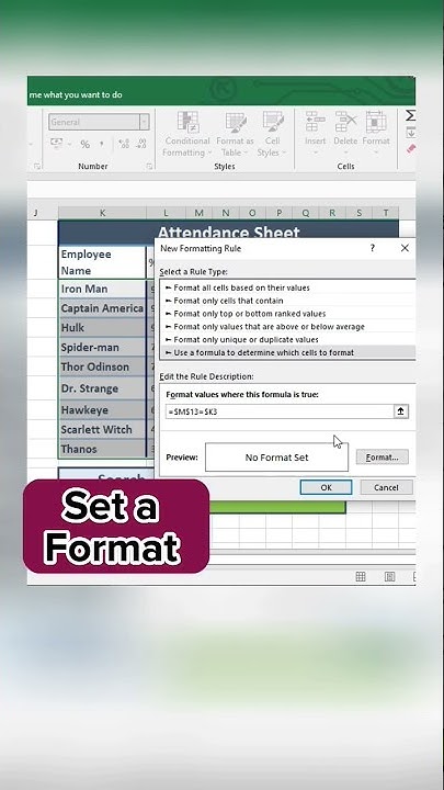 Search Employee Attendance Record in Excel using Conditional Formatting - YouTube