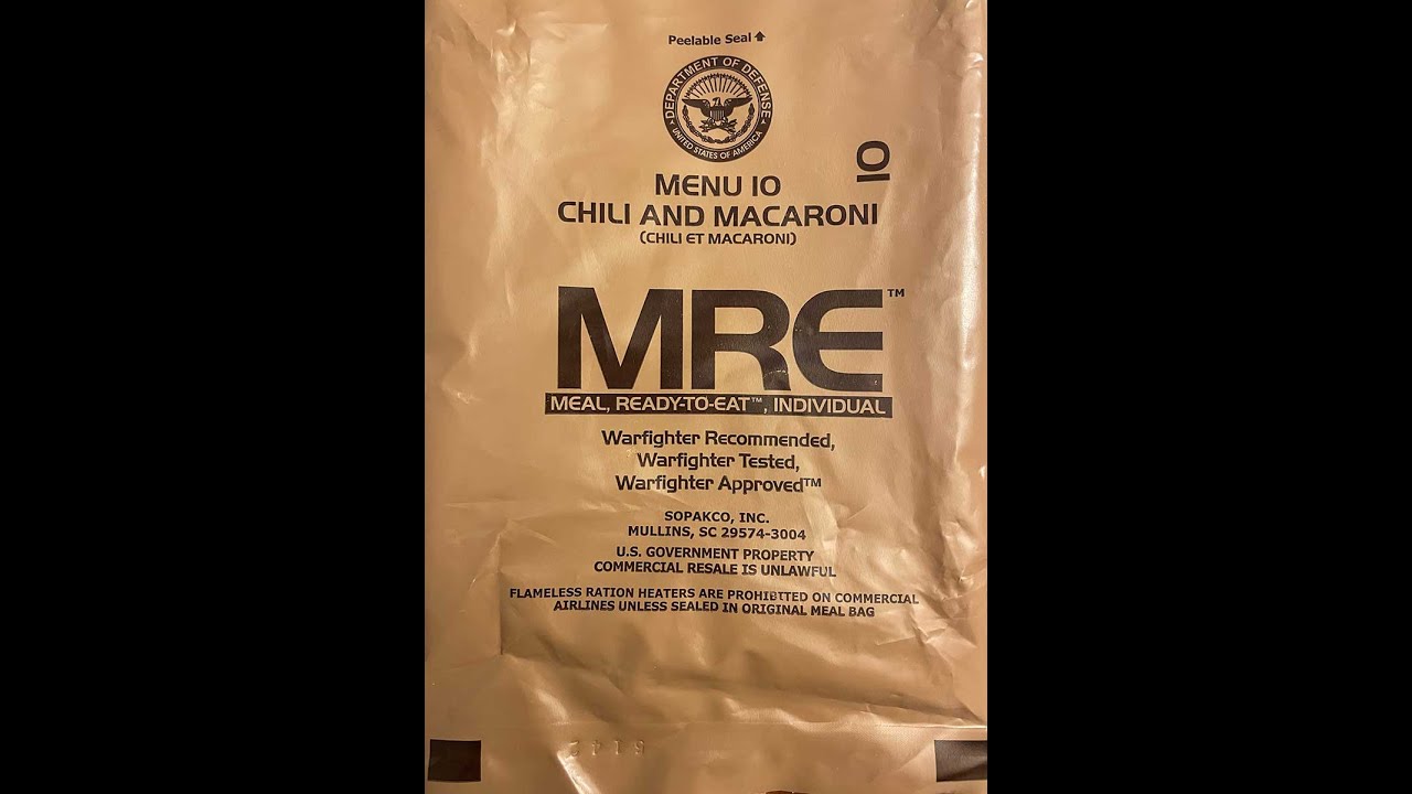 MRE Menu 10 Chili and Macaroni - YouTube