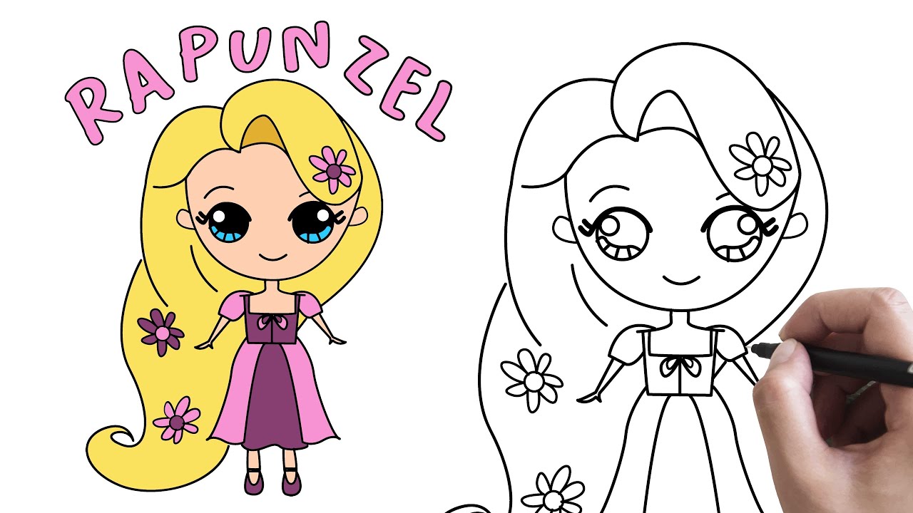 Rapunzel Nasıl Çizilir? | Prenses Rapunzel Çizimi | Rapunzel Painting ...