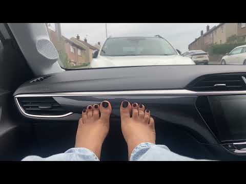 Feet-178. British indian car feet creasing! Black nail polish 