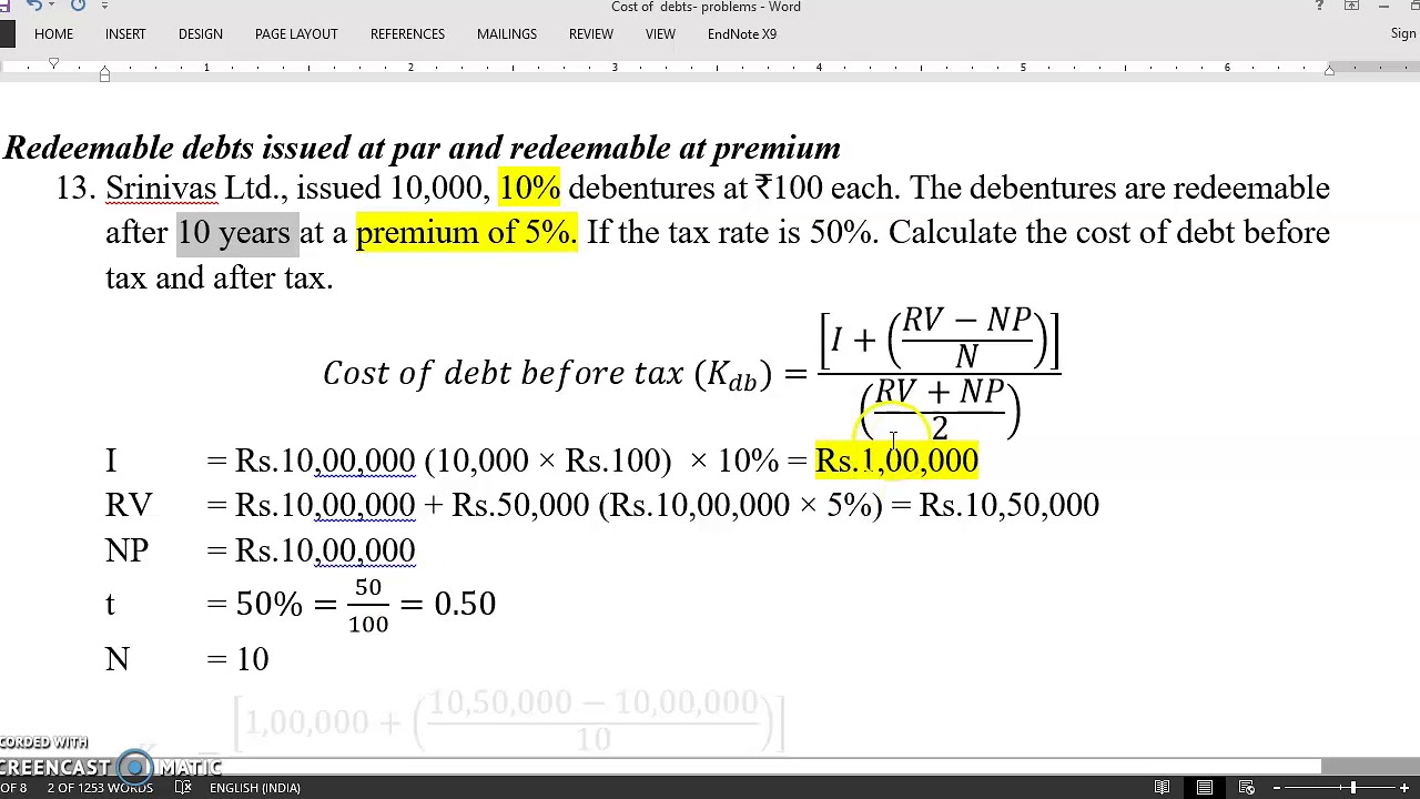 2.3 redeemable debt problem 2 - YouTube