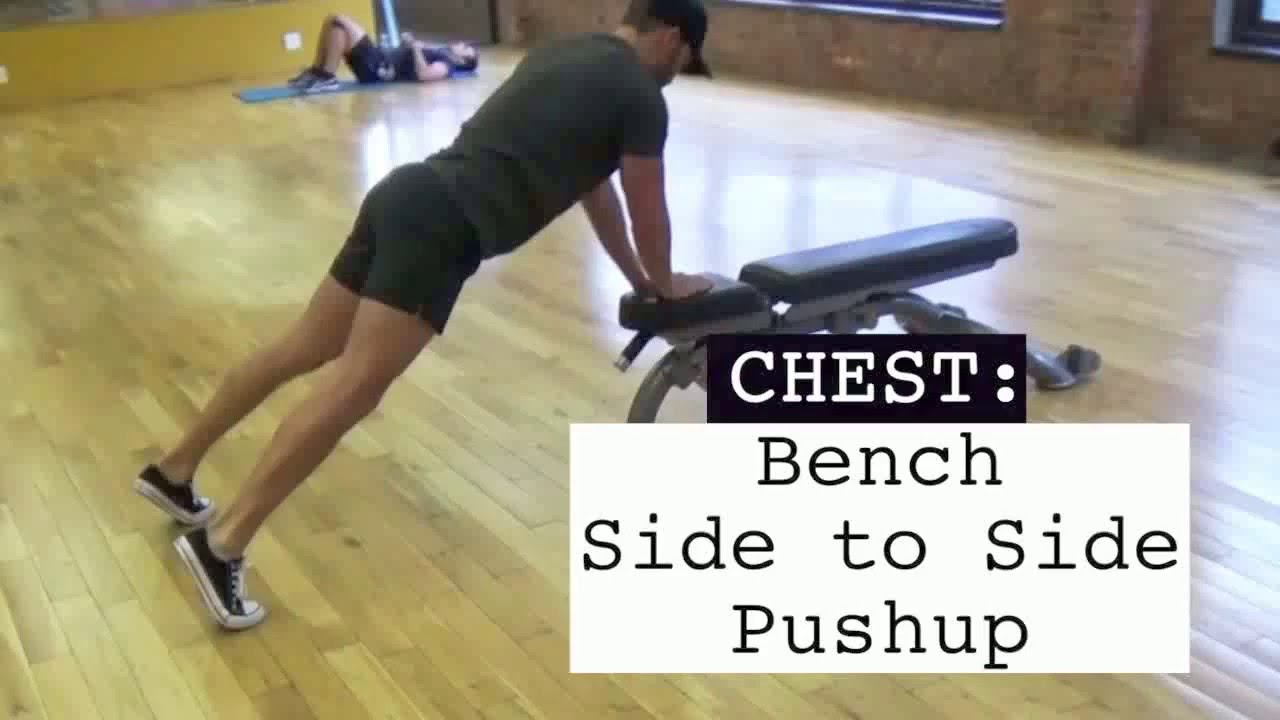 Chest Bench Side to Side Pushup - YouTube