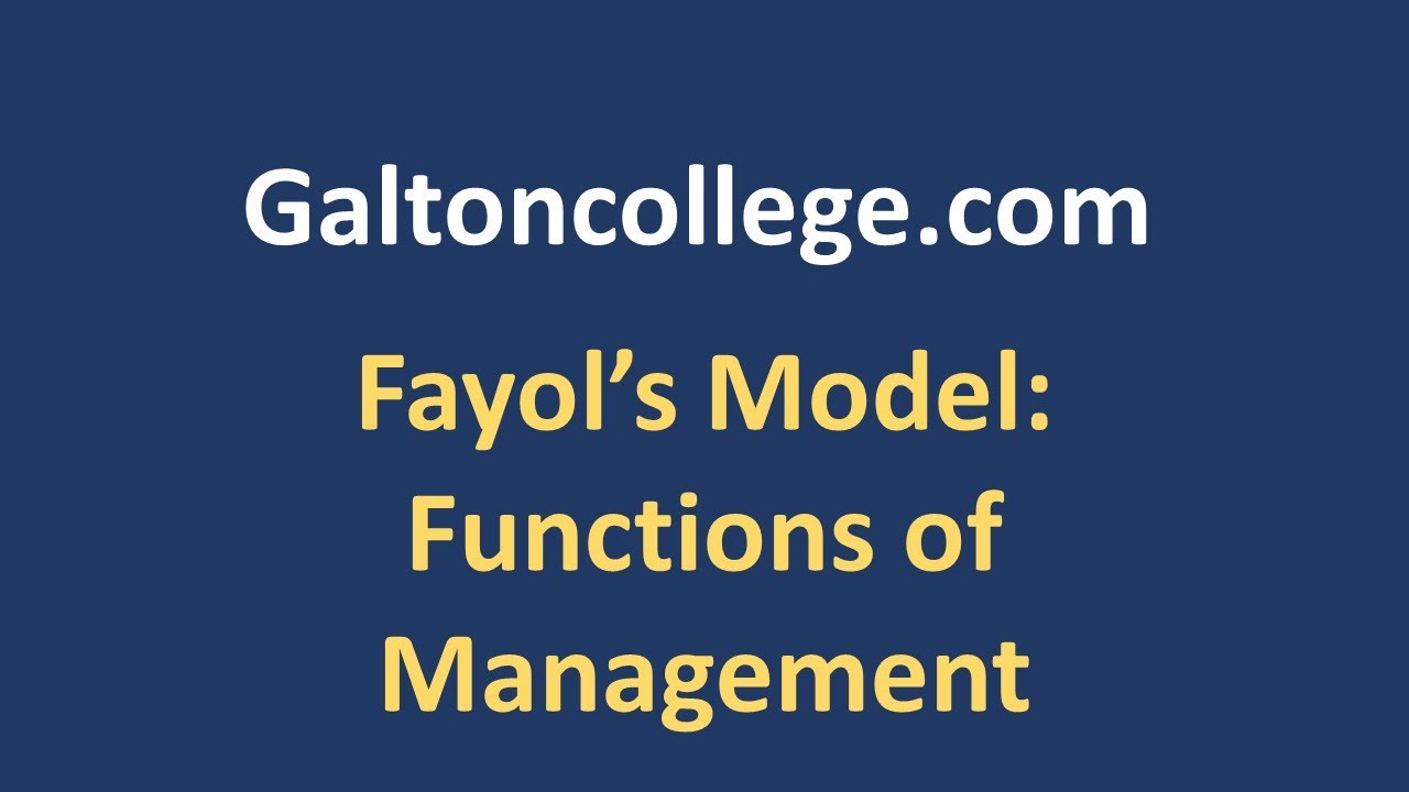 Fayol's Model: Functions of management - YouTube