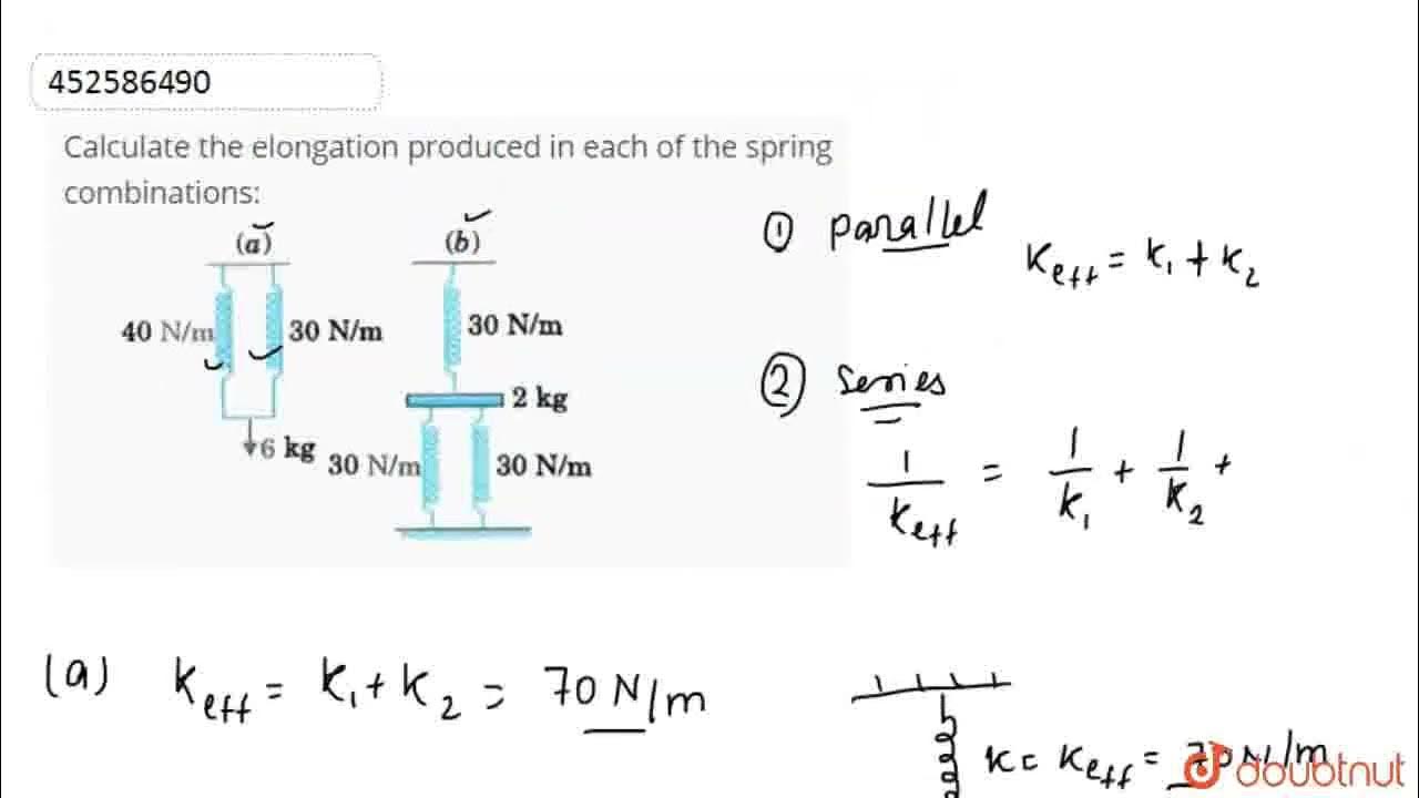 Calculate the elongation produced in each of the spring combinations ...
