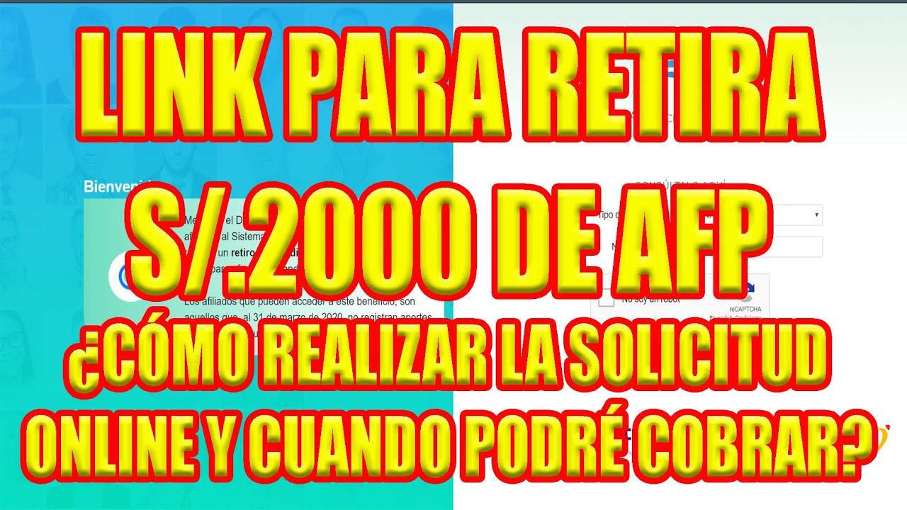 💻LINK PARA RETIRO DE LOS 2000 SOLES💰 AFP COMO HACER EL TRAMITE🧧 - YouTube