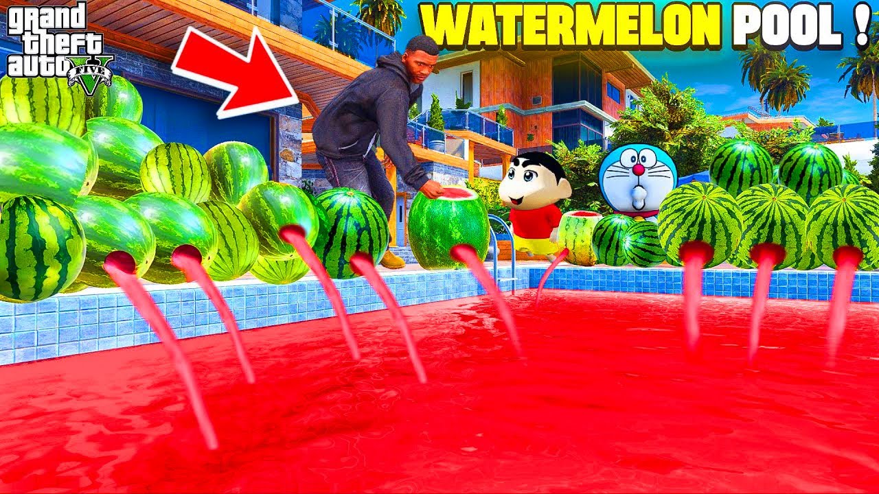Franklin and Shinchan Making Their Swimming Pool Into Watermelon ...
