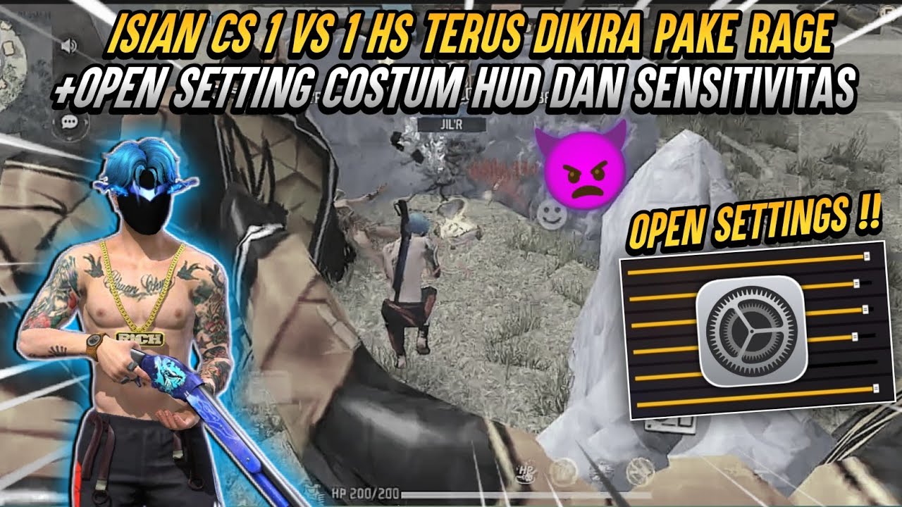 ISIAN CS 1VS1 SAMPAI DIKIRA PAKE RAGE +OPEN SETTING COSTUM HUD DAN SENSITIVITAS - FFMAX - YouTube