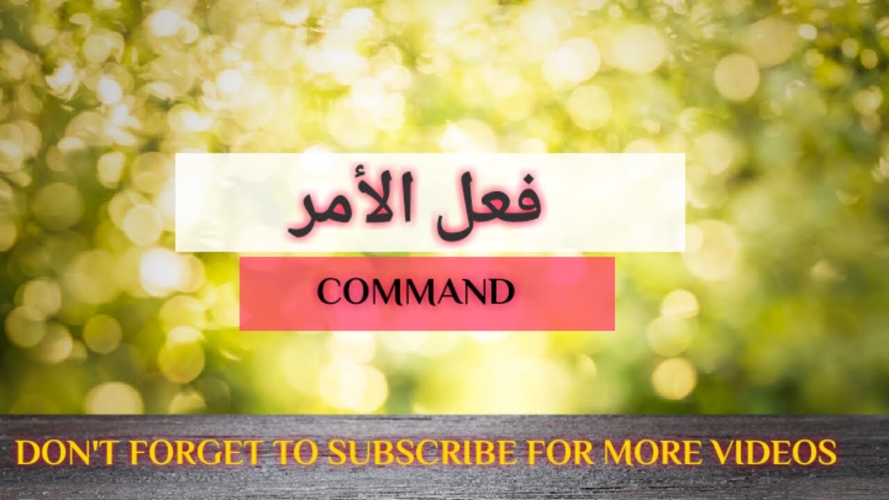Arabic to Tagalog | COMMAND - فعل الأمر للمفرد | Part 4 - YouTube