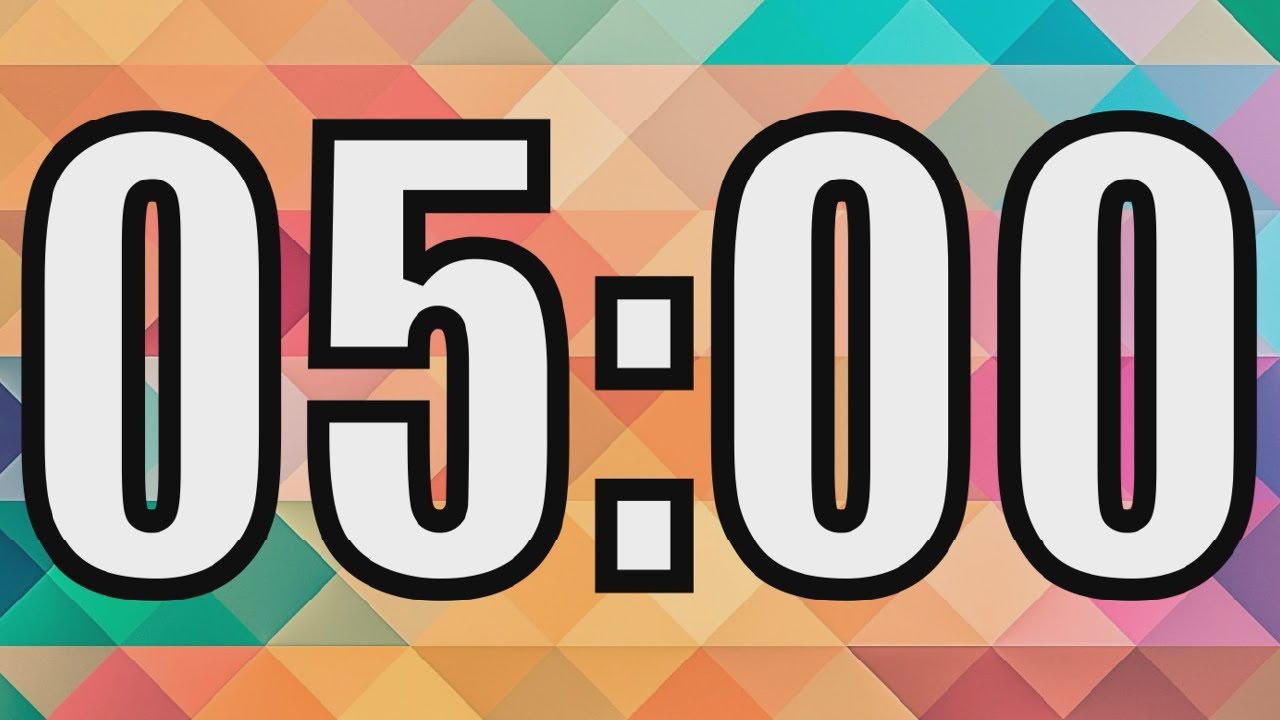 5 minute timer with Colorful background. 5 minute countdown with alarm ...