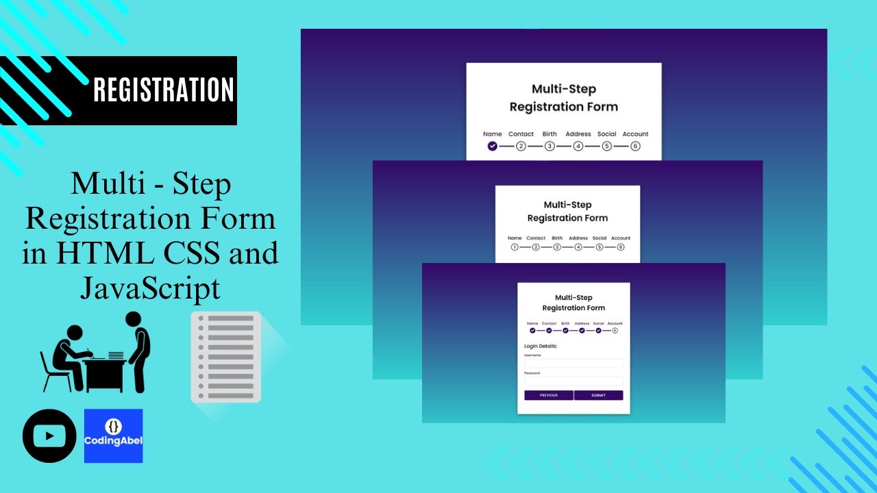Multi - Step Registration Form in HTML CSS and JavaScript - YouTube