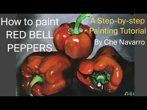 How to paint red bell peppers | Tutorial | Acrylic Painting | Step by ...