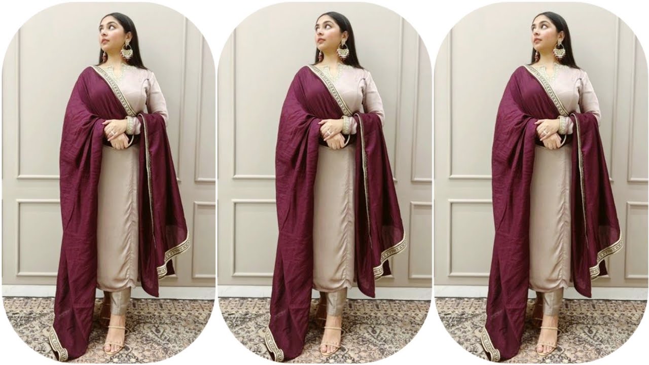 Latest Plain Salwar Suit Designs Collection | Contrast Dupatta Ideas ...