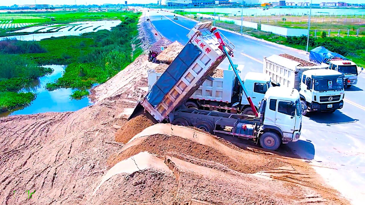 Wonderful New project Site!! Technic Operator Shantui Dozer and Shacman Truck Working Huge Size ...