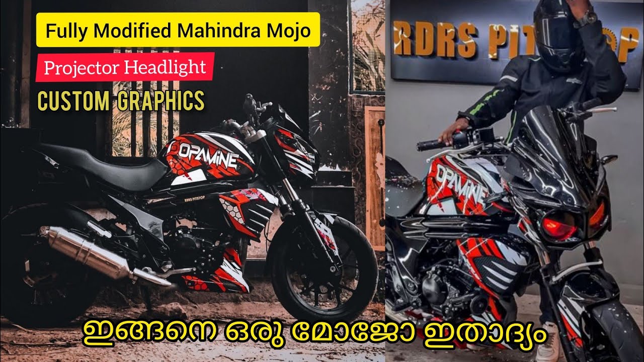 Fully Modified Mahindra Mojo Malayalam Review || graphics || projector ...