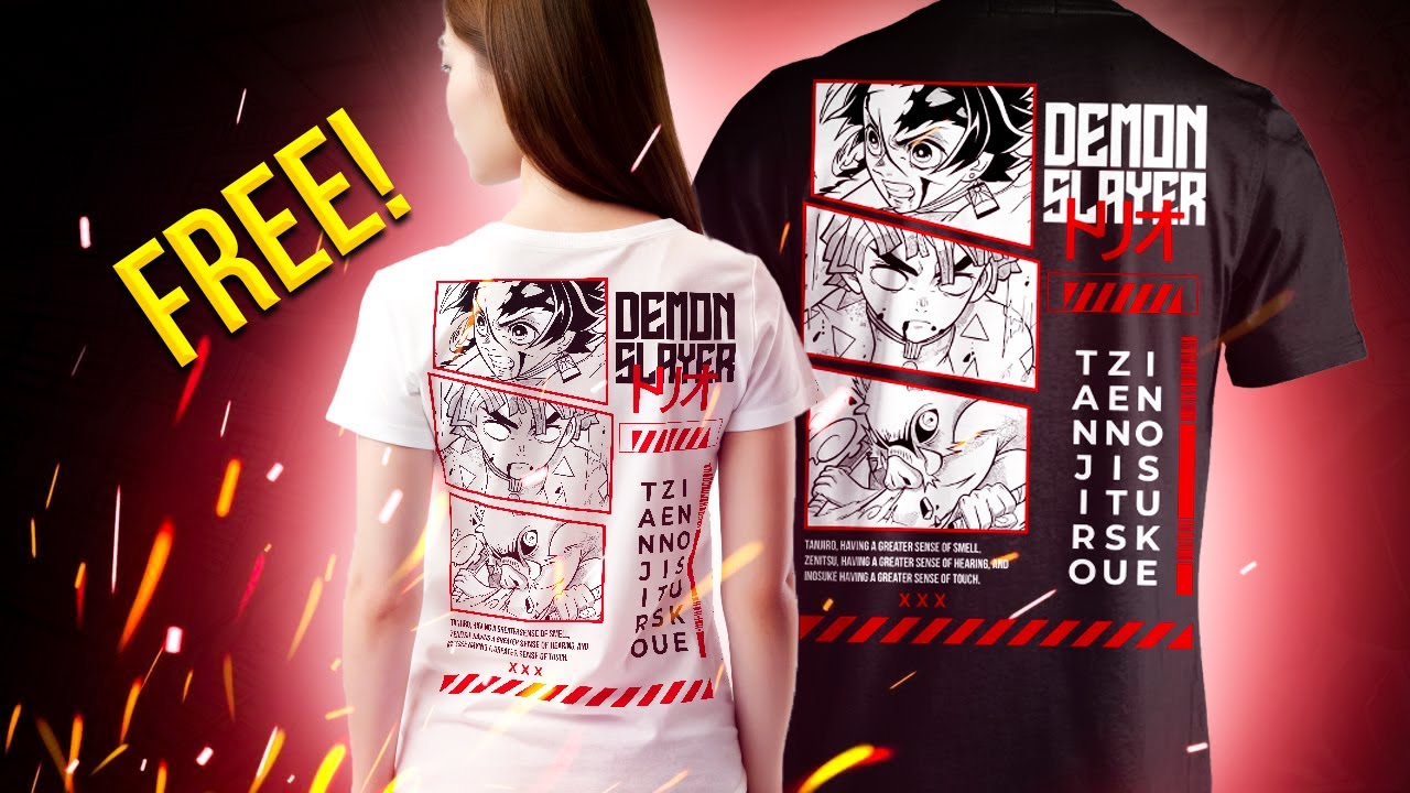 Making Demon Slayer Trio Team Shirt Design - YouTube