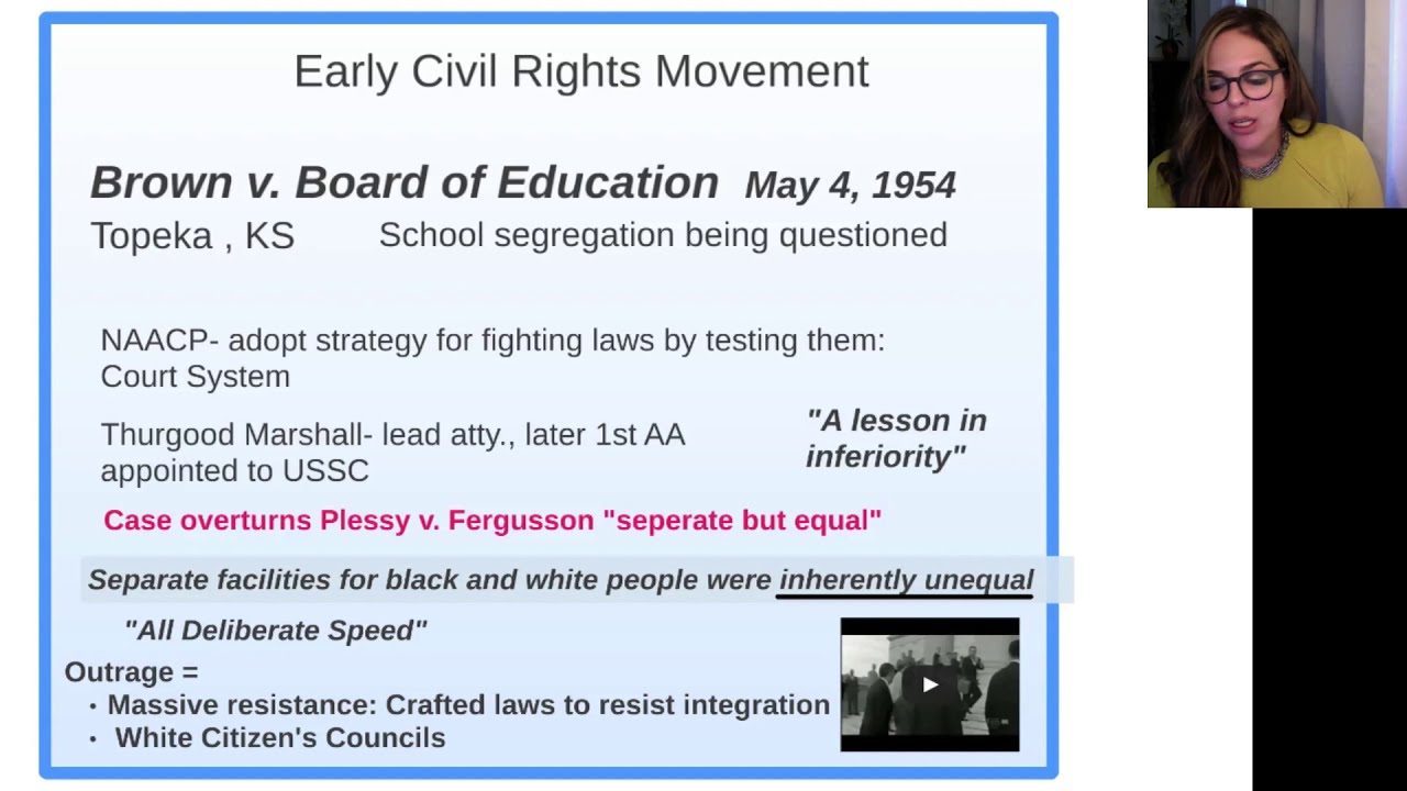 Early Civil Rights Movement Lecture, Part 2 "Brown v. Board of ...