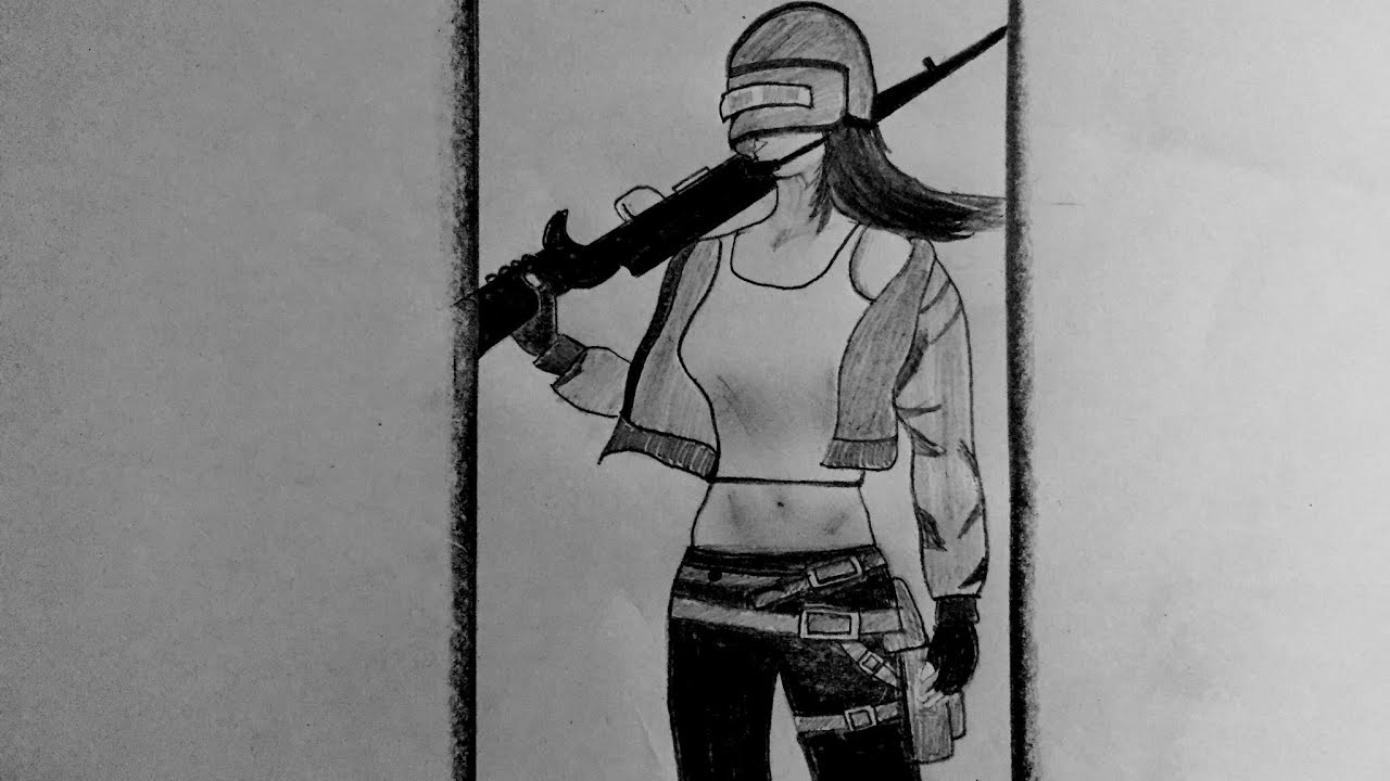 How to draw PUBG female character/ pencil sketch - YouTube
