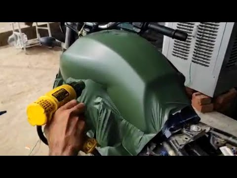 Bajaj vikrant v15 vinyl wrapping military green || bajaj V15 ...