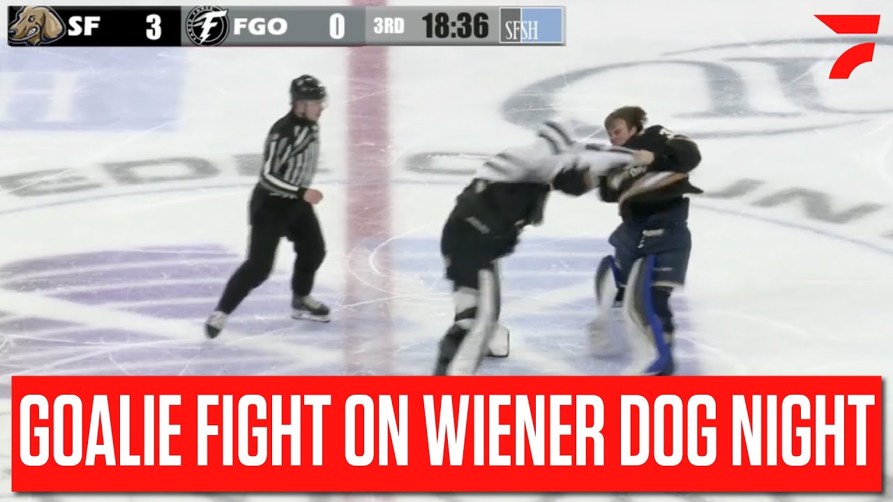 Goalie Fight On Wiener Dog Night In USHL: Sioux Falls' Wright Drops ...