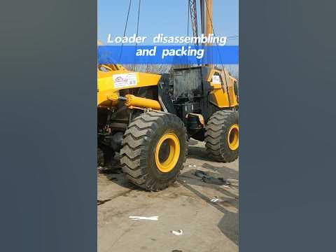 Used wheel loader disassembling and packing - YouTube