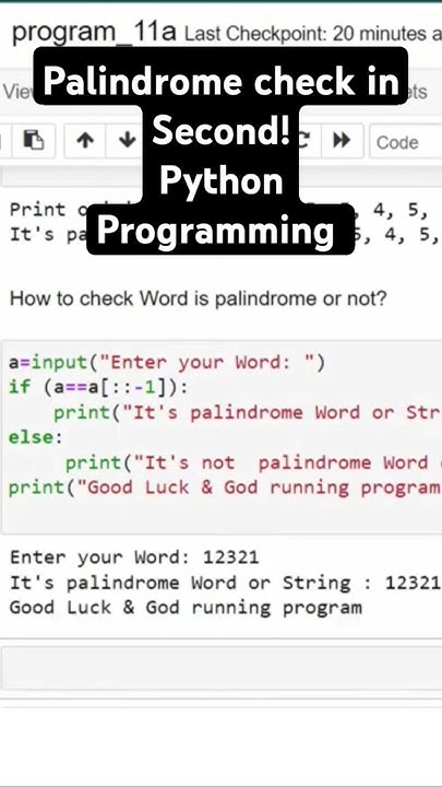 Reverse Logic/Palindrome python programming #shorts #ai - YouTube