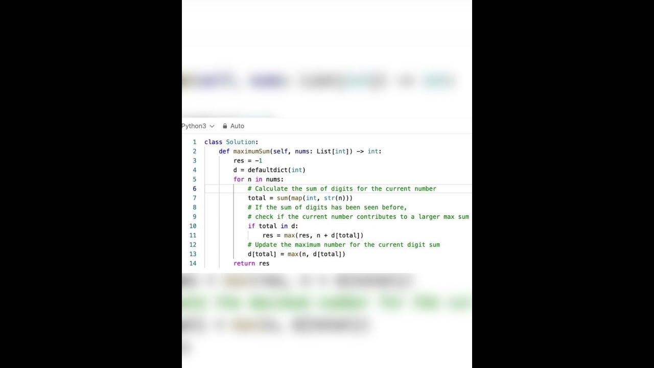 Leetcode 2342. Max Sum of a Pair With Equal Sum of Digits #code - YouTube Leetcode 2342. Max Sum of a Pair With Equal Sum of Digits #code - YouTube