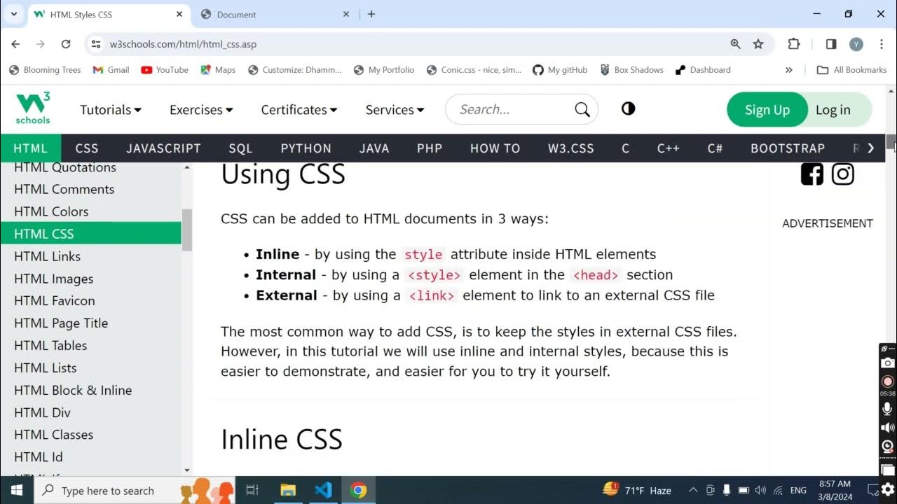 CSS Inline, Internal, External Styles - YouTube