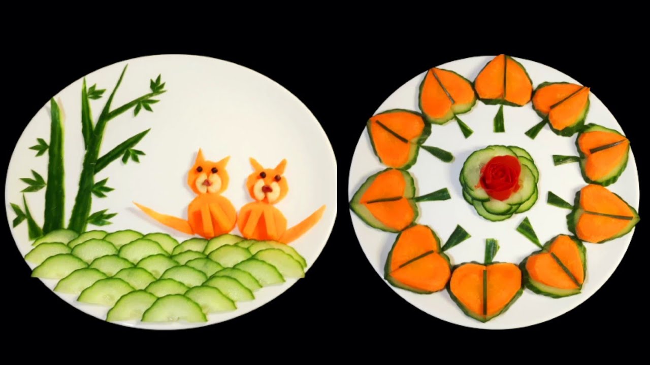 2 Beautiful Salad Decoration Ideas | Fruits art | Vegetable Art ...