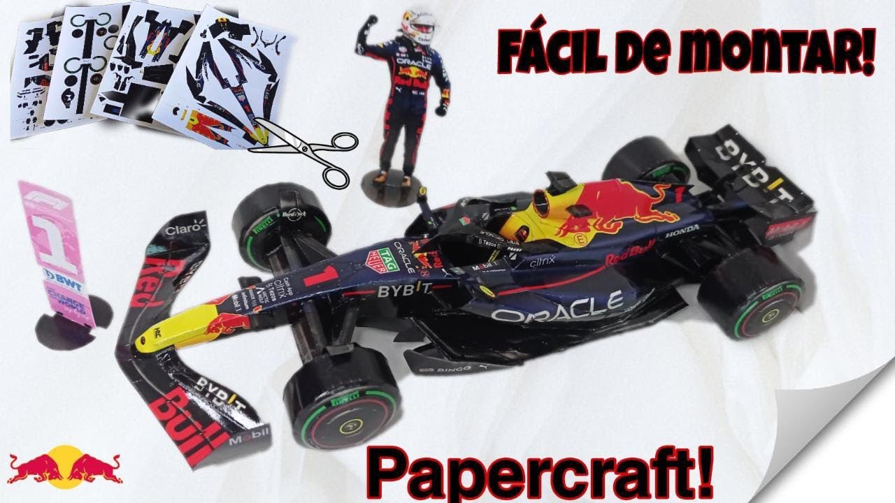 Miniatura Fórmula 1, Red Bull 2022, RB18, feita de Papel fácil montar ...