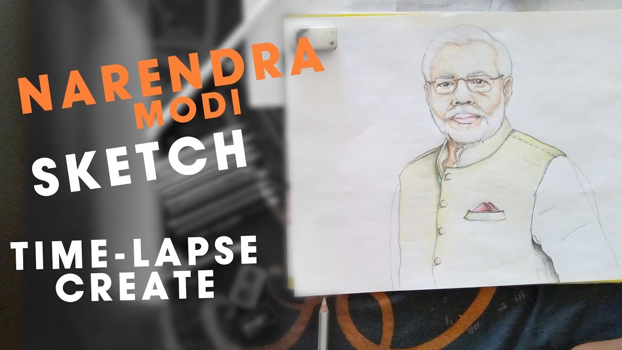 Narendra_Modi Colorful Pencil Sketch__By Shubham Carpenter - YouTube