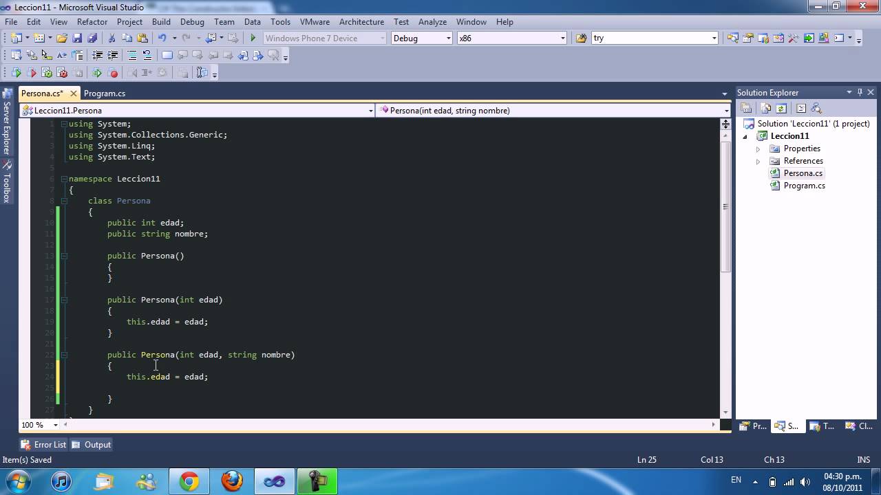 Lección 11 C# Sobrecarga de constructores - YouTube