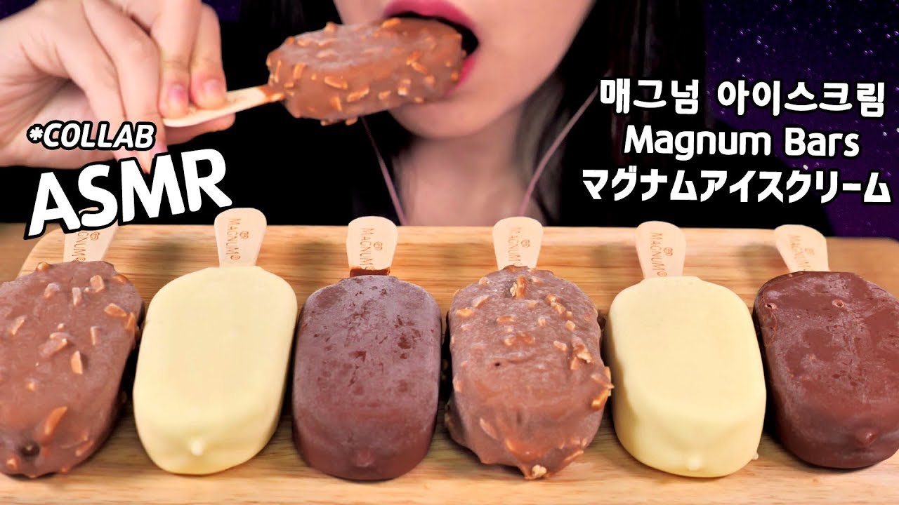 ASMR MAGNUM ICE CREAM BARS (Collab with Abbey ASMR) EATING SOUNDS ...