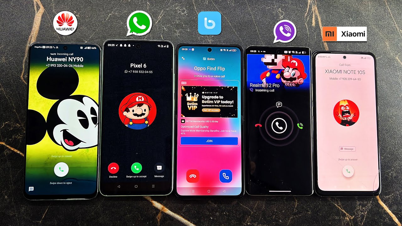 WhatsApp, Viber, Botim, Incoming call | HUAWEI Y90 + Realme C67, 12P ...