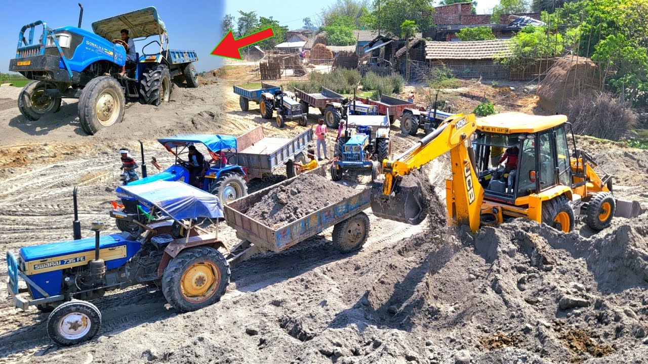 Tractor Running without Driver | JCB 3dx Eco Loading Mud New Sonalika ...