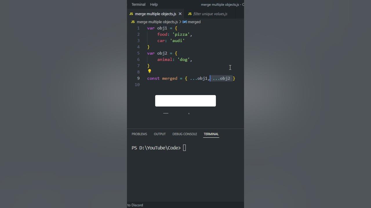 Merge Objects In Javascript Shorts Javascript Programming Nodejs Reactjs Youtube 2696