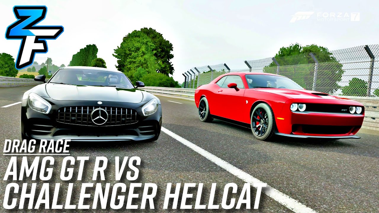 Mercedes-AMG GT R vs Dodge Challenger SRT Hellcat Drag Race! | Forza ...