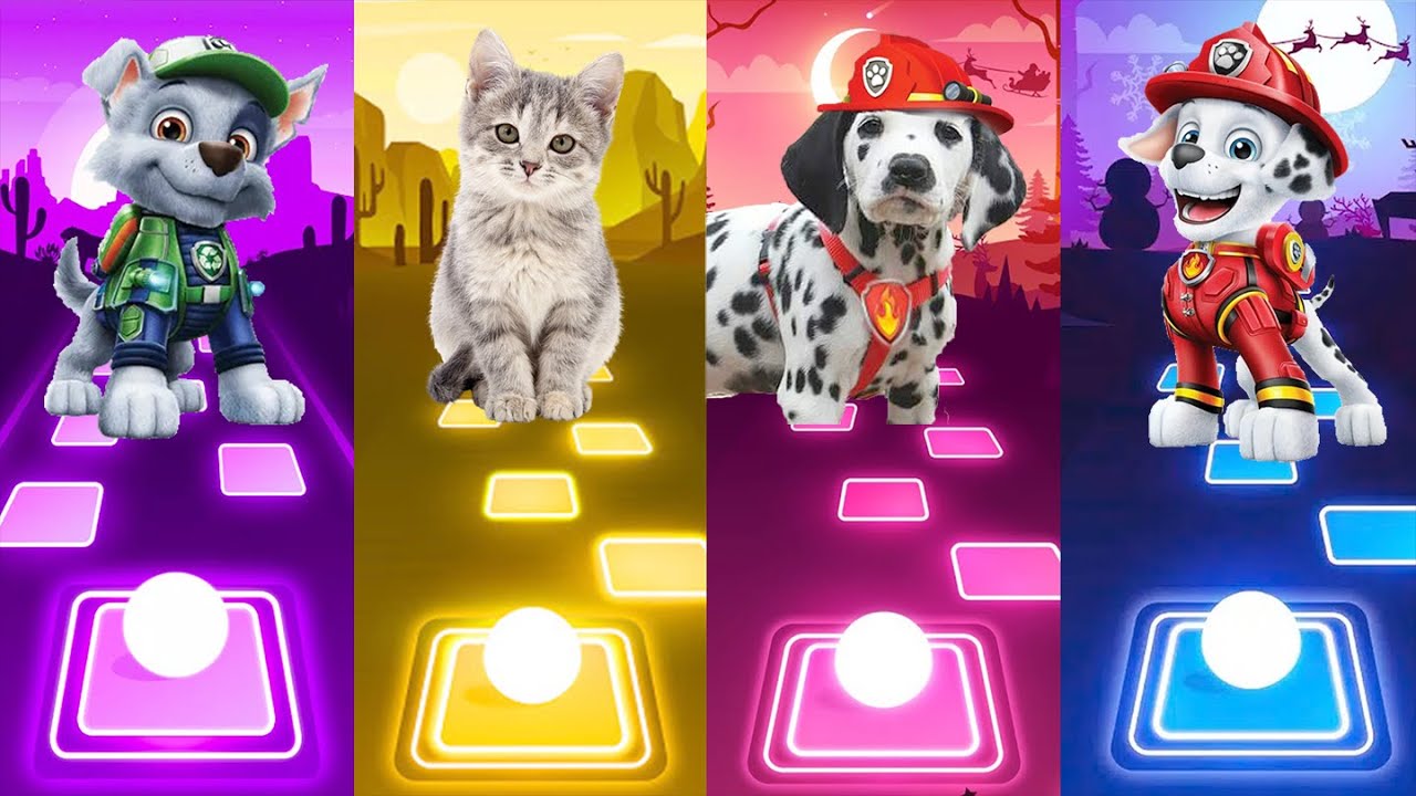 Rocky - Cat - Marshall Dog - Marshall | Tiles Hop EDM Rush #pawpatrol # ...
