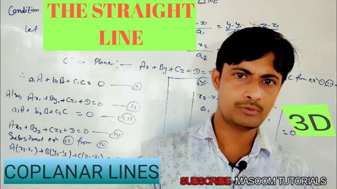 CONDITION FOR TWO LINES TO BE COPLANAR || STRAIGHT LINE || 3D - YouTube