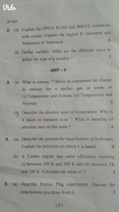 Bsc NM 3rd semester computer programming thermodynamics question paper ...