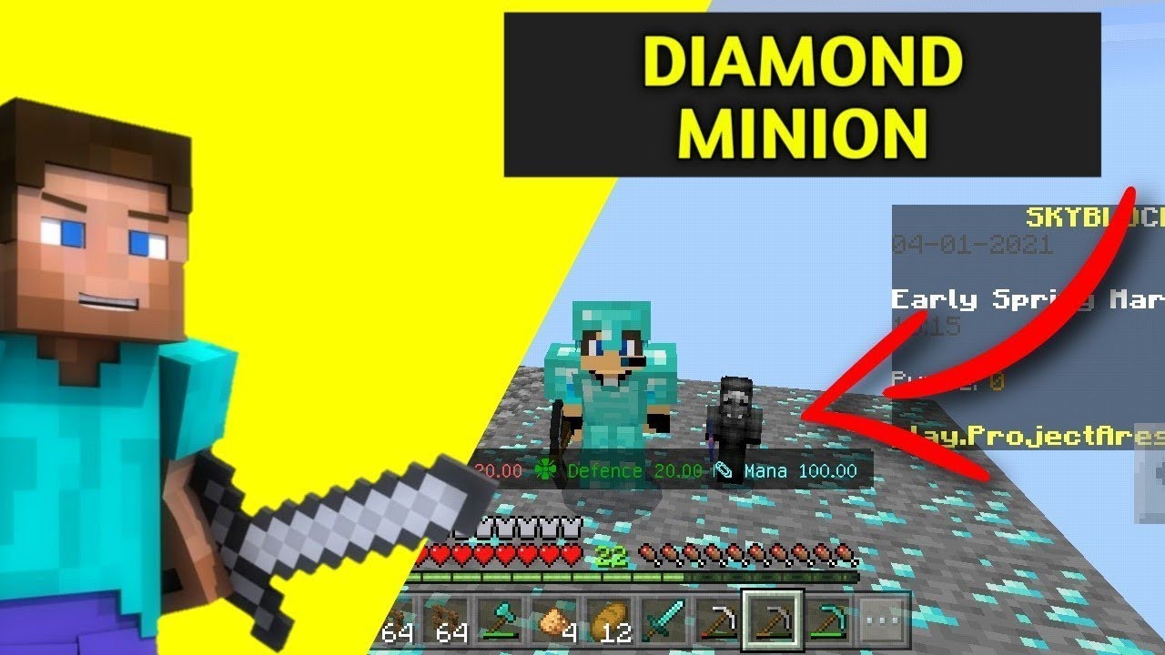 Minecraft Hypixel Skyblock today make Diamond Minion #2 - YouTube