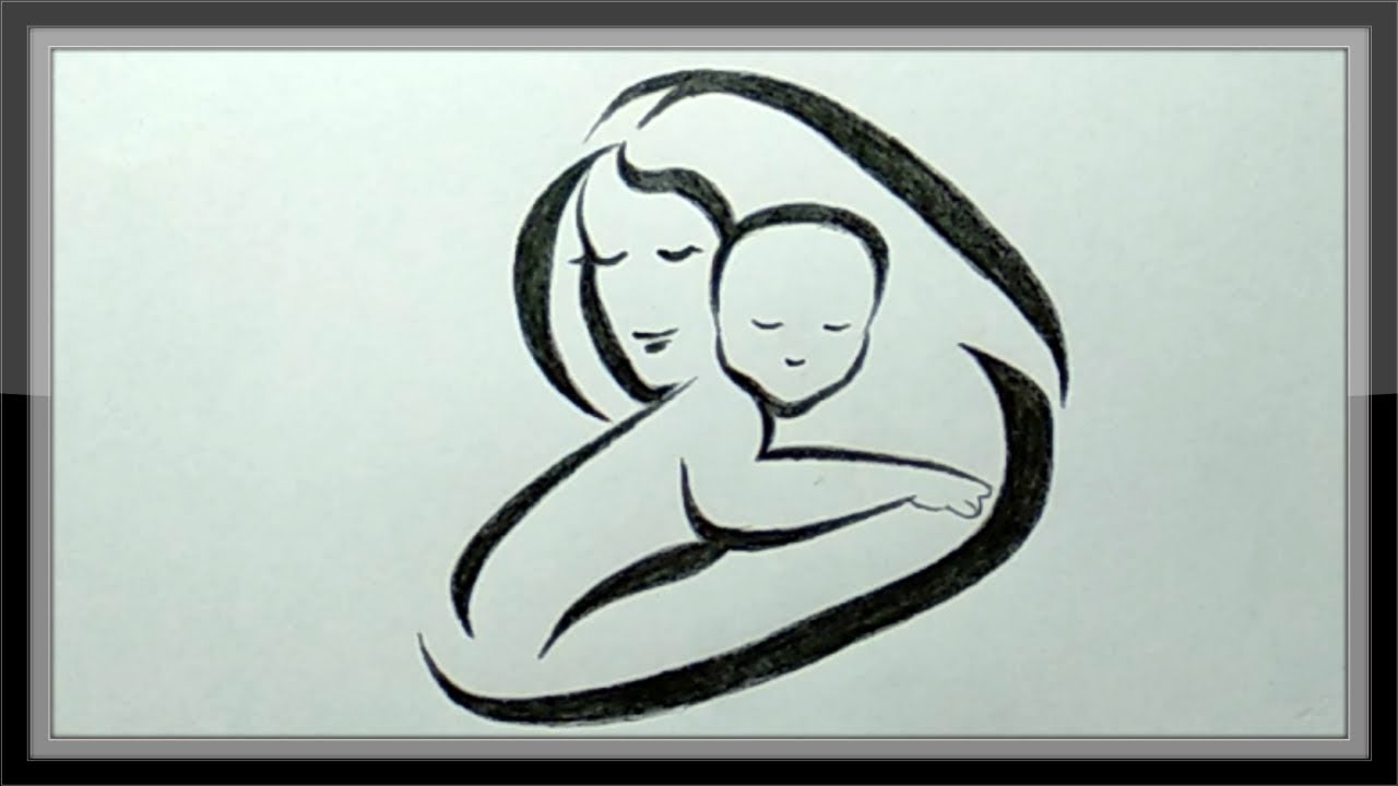 Pencil Drawing Baby And Mother Easy - YouTube