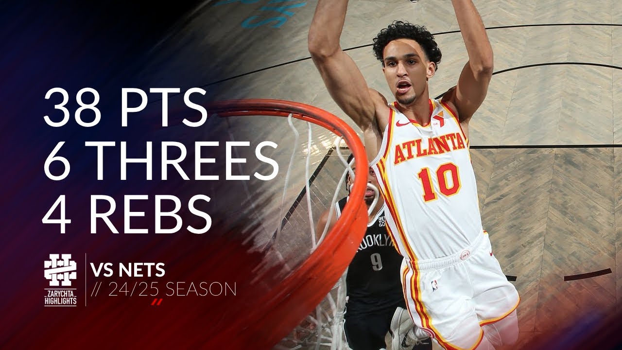 Zaccharie Risacher 38 pts 6 threes 4 rebs vs Nets 24/25 season - YouTube