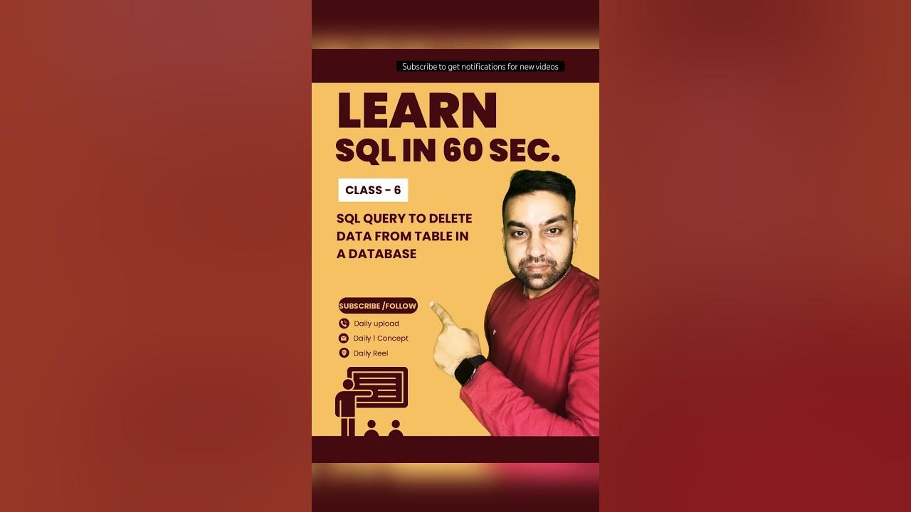 🔴 Class 6 Sql Query To Delete Data From The Table Sql Sqltutorialforbeginners Sqlserver