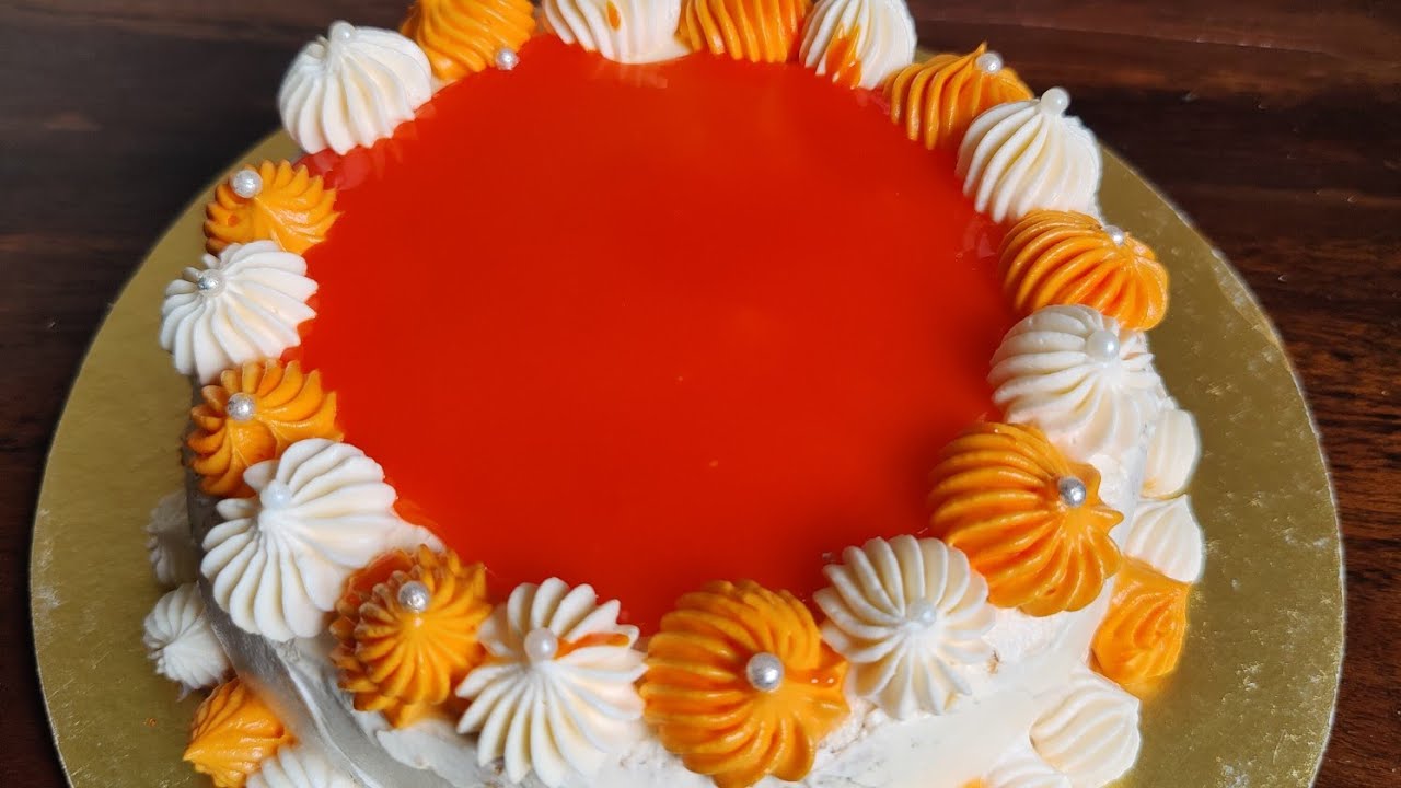 Simple Orange Cake Design - YouTube