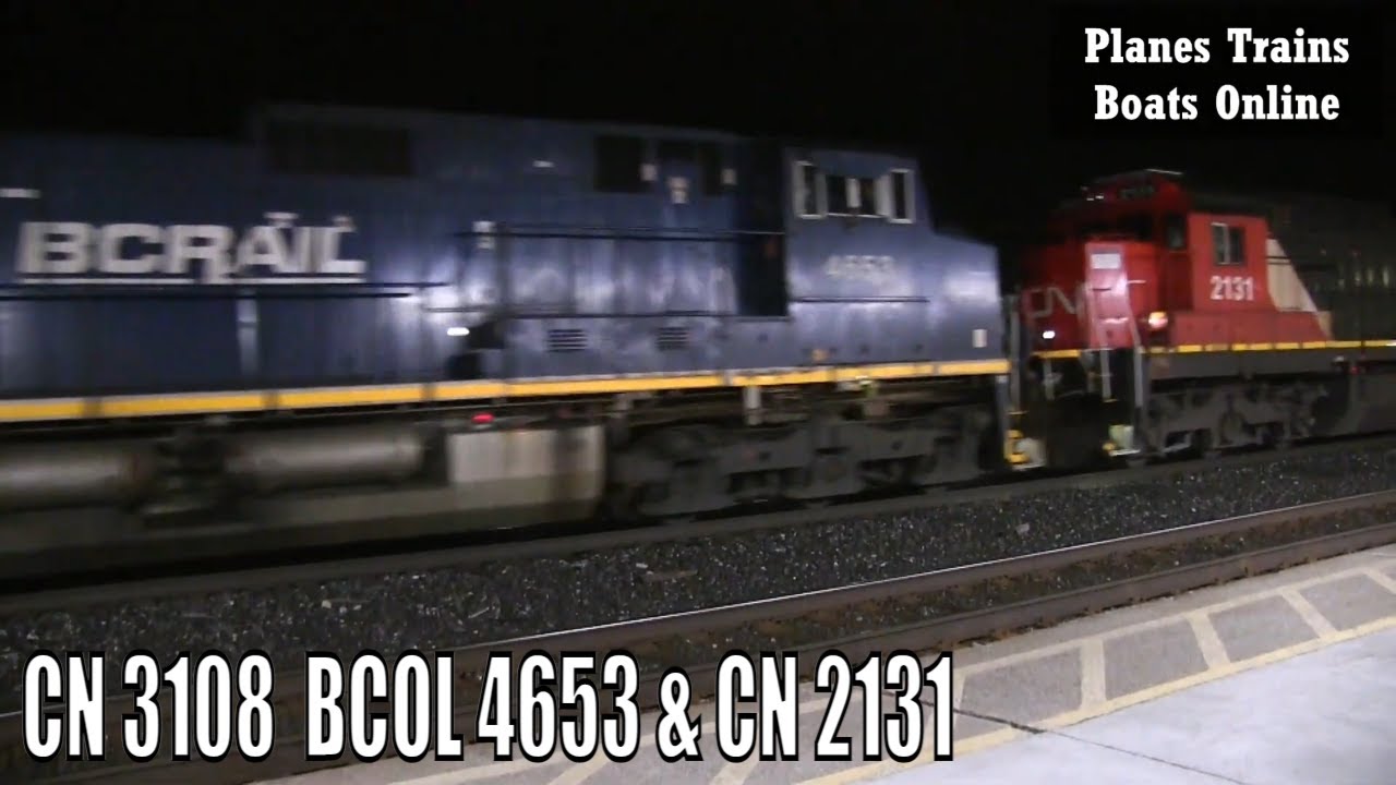 CN X396 Manifest Train CN 3108 BCOL 4653 & CN 2131 Locomotives Strathroy Sub - YouTube