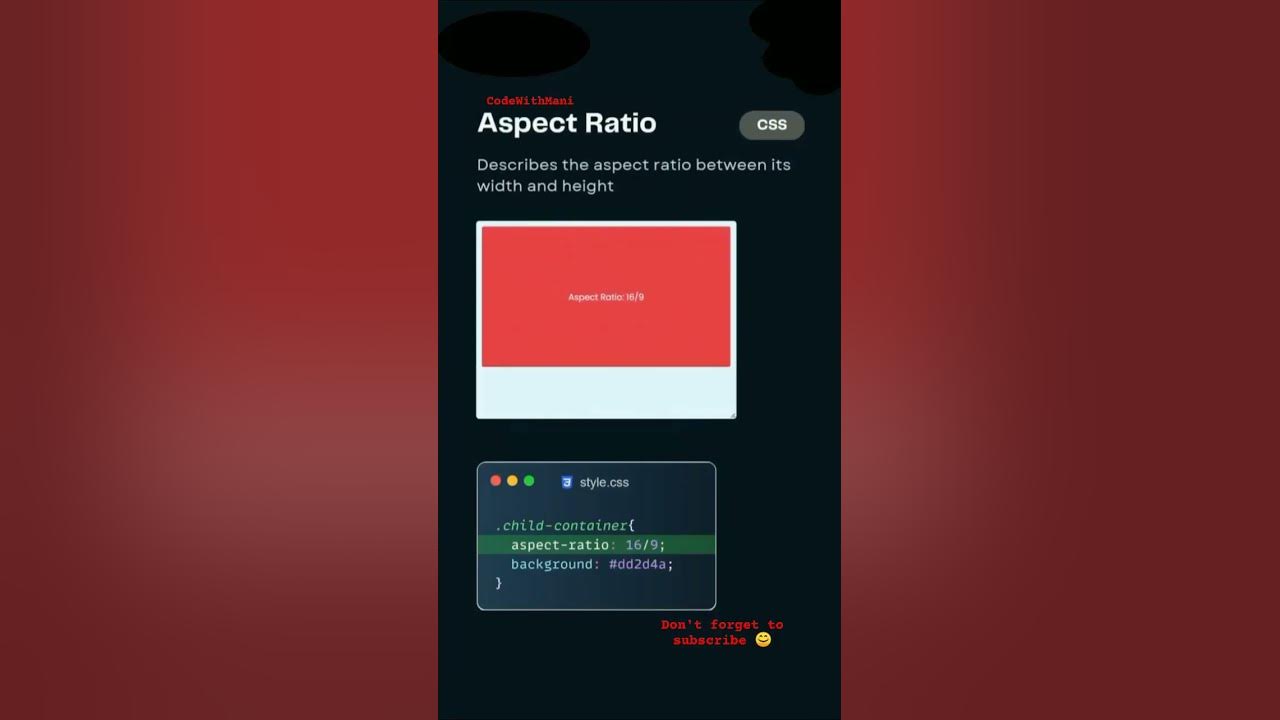Acpect Ratio 169 Property Using Html And Css Css Html Webdesign Webdevelopment Shortsvideo