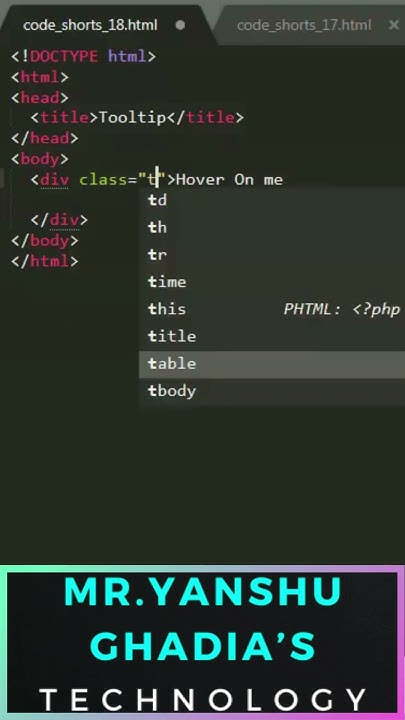 How To Make Tooltip Text In CSS | Yanshu Ghadia | #yanshughadia # ...
