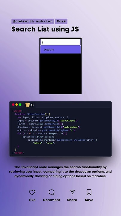Search List using JS #codewith_muhilan #css #coding - YouTube